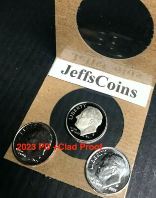 2023 P D S Dime US MINT SET UNCIRCULATED PDS CLAD PROOF 10¢ Cents 3x In ...