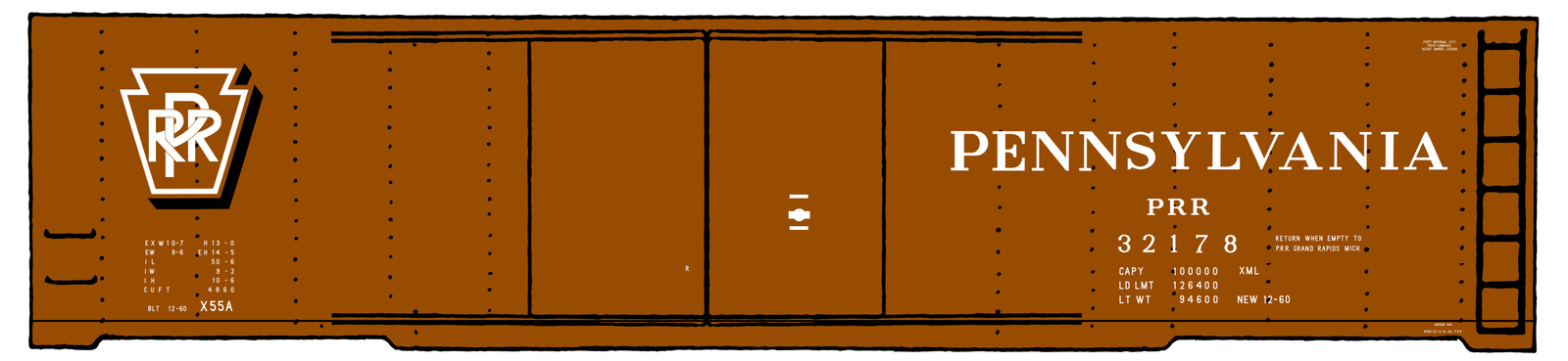 K4 HO Scale Decals Pennsylvania PRR X55 50 Ft Double Door Boxcar Shadow ...