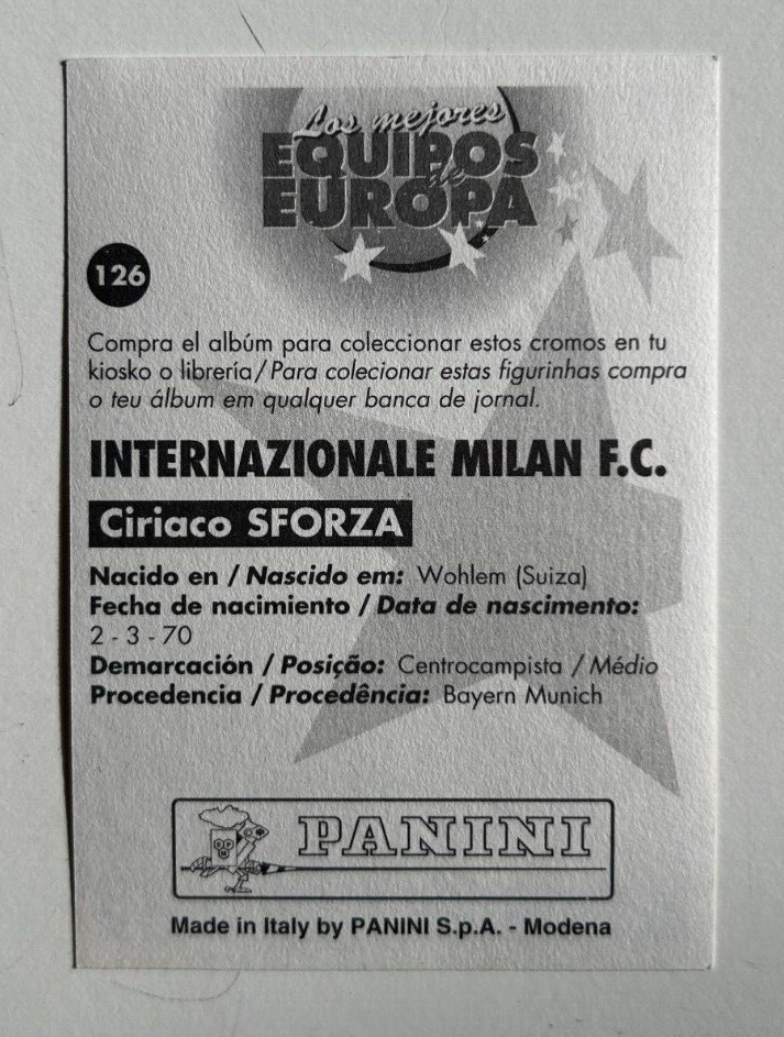 Ciriaco SFORZA Inter Panini Los Mejores Equipos de Europa 1996 1997 N ...