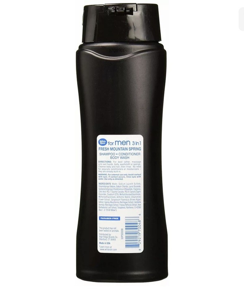 White Rain Men 3-In-1 Shampoo + Conditioner Fresh Mountain Spring, 15 ...