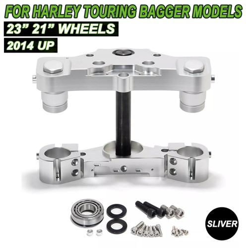 11 Deg Raked Triple Trees Kit For Harley Bagger 21" 23" Wheels Touring ...