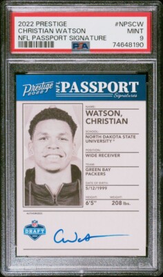 2022 CHRISTIAN WATSON PRESTIGE RC ROOKIE PASSPORT AUTO AUTOGRAPH PSA 9 ...