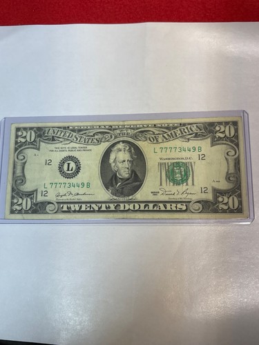 Rare Collectible 1981 L series 20 dollar bill (FANCY SERIAL NUMBER ...