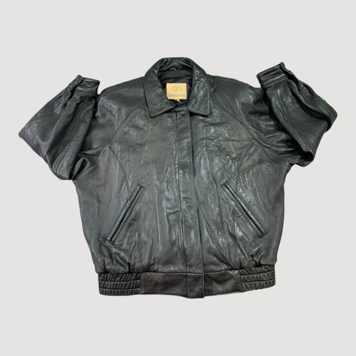 Georgetown Leather Design Jacket Mens Large Black Bomber Aviator ...