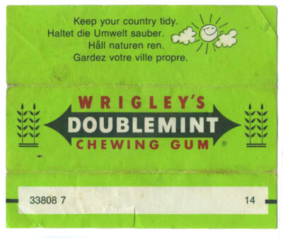 Vintage Wrigley's Doublemint chewing gum wrapper 1970's - Extremely ...