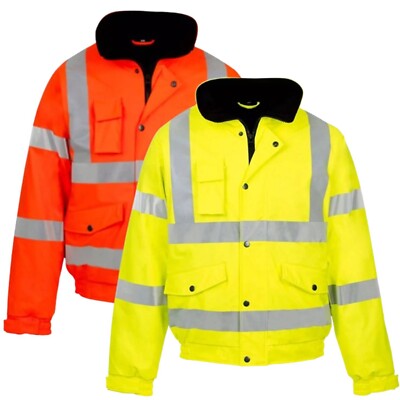 HI VIZ VIS VISIBILITY WORK WATERPROOF PADDED HOODED REFLECTIVE WINTER ...