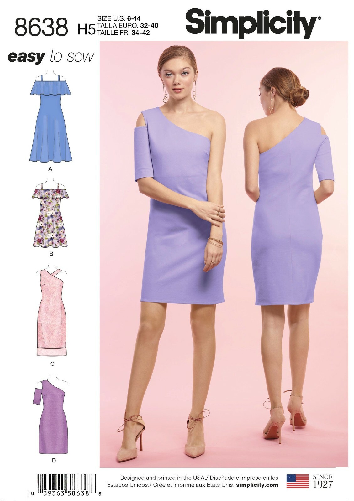 Simplicity 8638 Shoulder Baring A-Line, Straight Dress Sz 6-14 or 16-24 ...