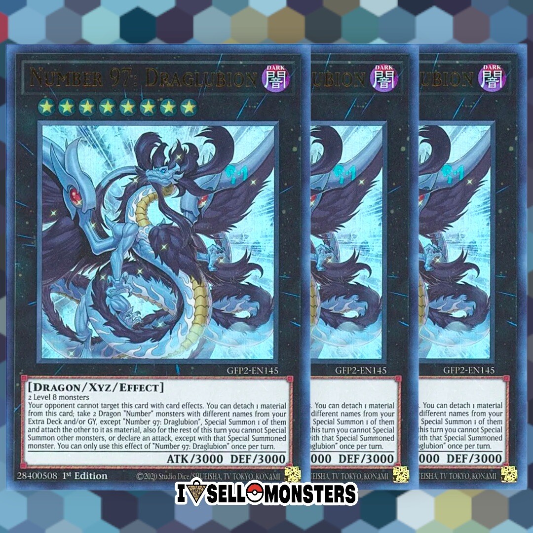 Yu-gi-oh! TCG 3x NUMBER 97: DRAGLUBION GFP2-EN145 ULTRA x3 YUGIOH! DARK ...