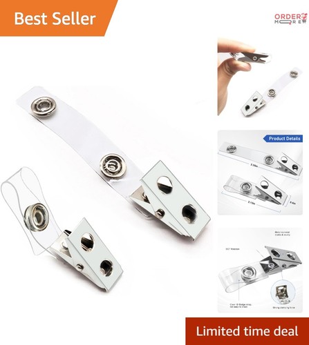 200Pcs Metal Badge Clips with Clear PVC Straps for ID Cards and Name ...
