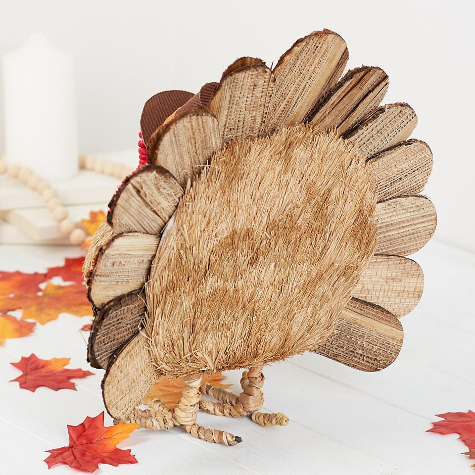 Natural Sisal and Wood Thanksgiving 12-1/2" Tom Turkey | eBay