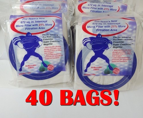 40 Proteam Backpack Vacuum Bags 10 Qt for Coachvac, SuperCoach, Megavac ...
