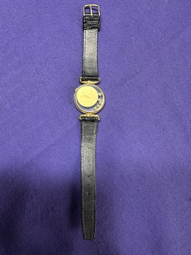 Vintage Lucida Gold Tone Floating Crystals Women’s Watch with Black ...