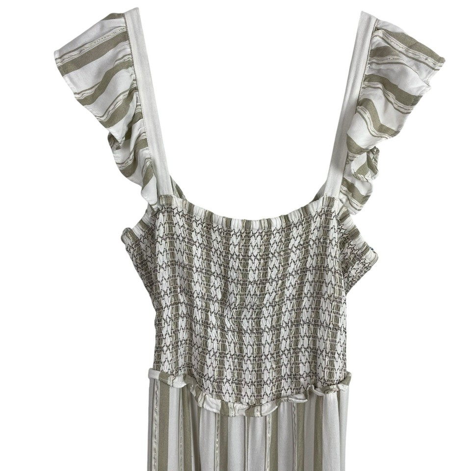 Blue Island Size Medium Cream Gray Gold Stripe Tie Back Tank Jumpsuit ...