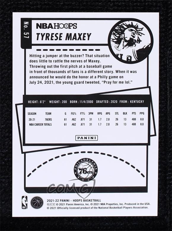 2021-22 Panini NBA Hoops Silver /199 Tyrese Maxey #57 | eBay
