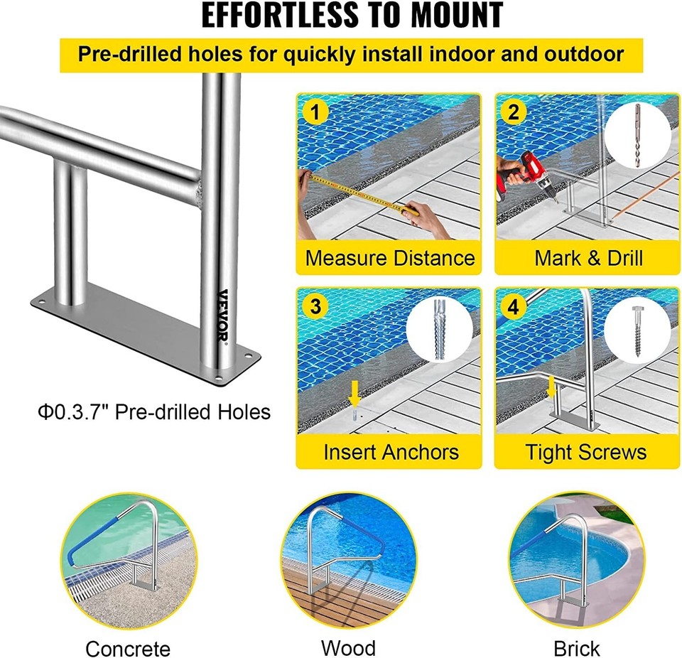 VEVOR Pool Rail 55x32 Pool Railing | eBay