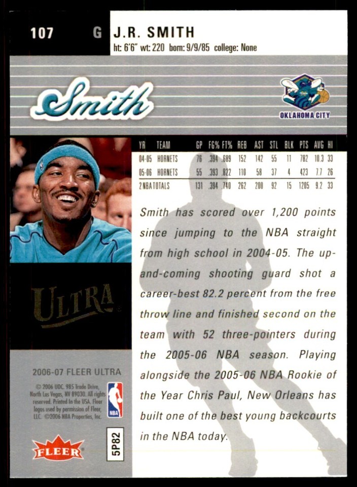 2006-07 Fleer Ultra J.R. Smith Basketball Cards #107 | eBay