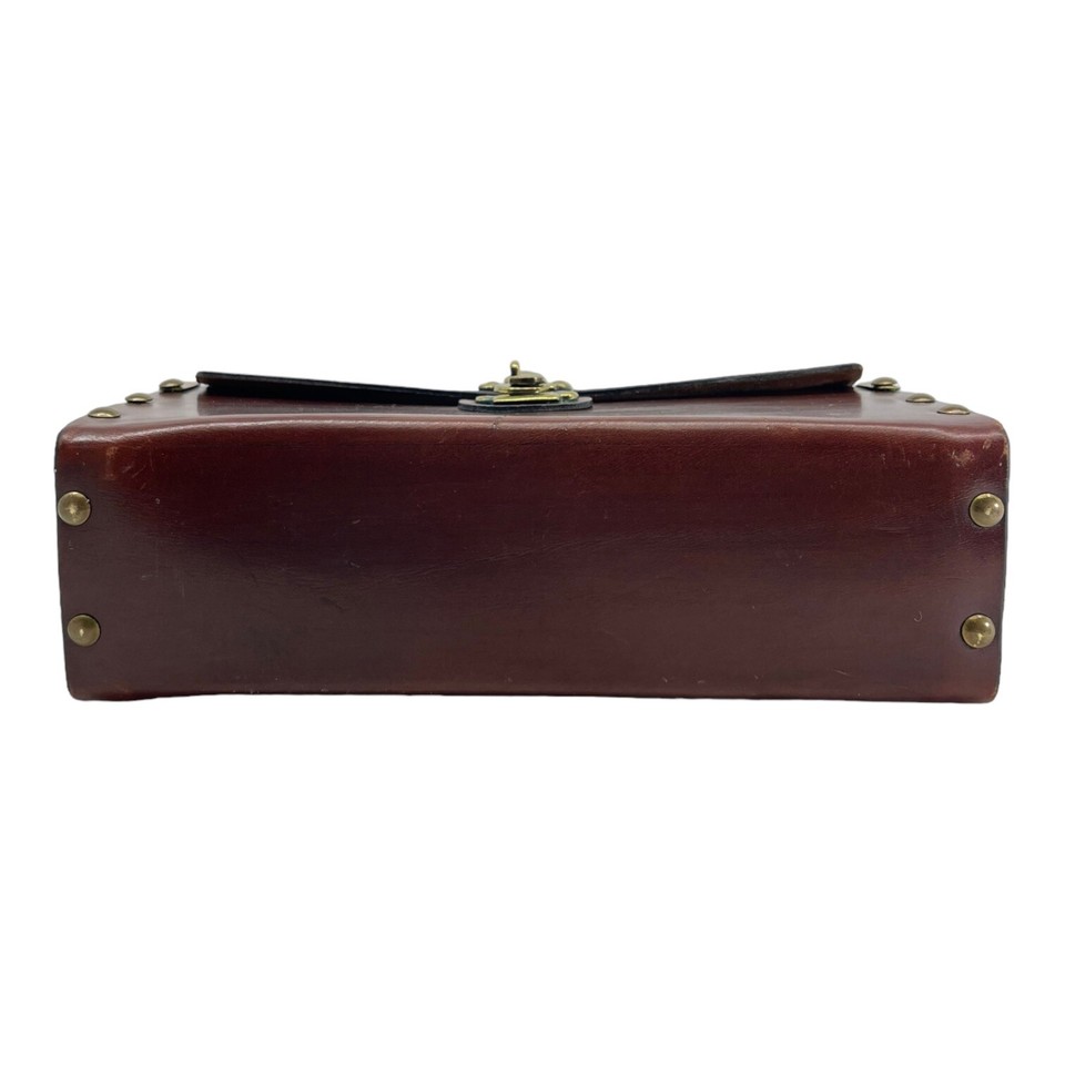Vintage 40s 50s ETIENNE AIGNER Handmade Leather Box Bag Satchel Top ...
