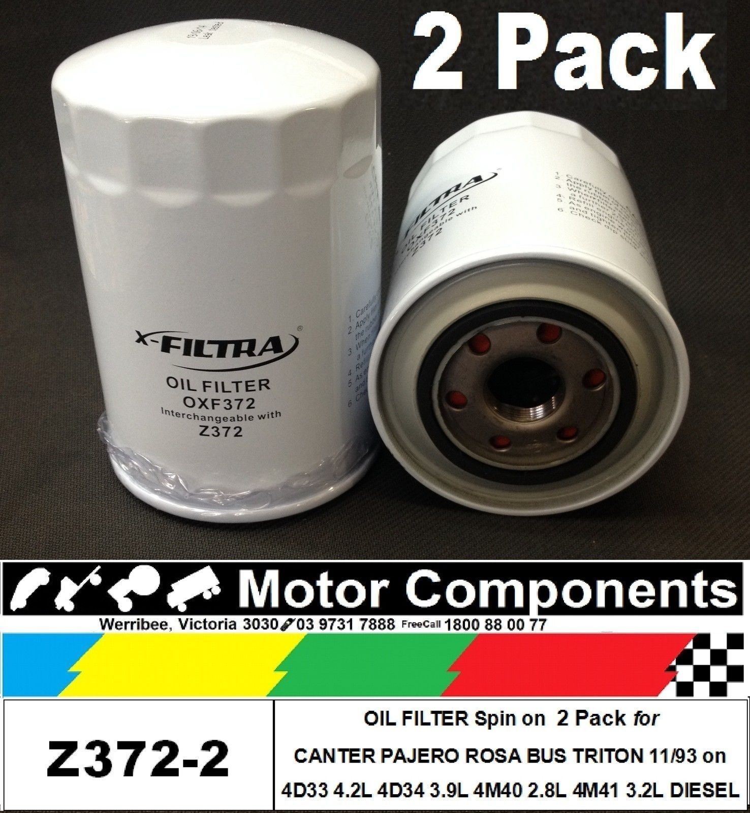 OIL FILTER 2 PACK Z372 for Mitsubishi 4M40 2.8L 4M41 3.2L 4D33 4.2L ...