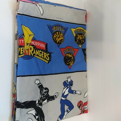 Vintage- Mighty Power Rangers 1994 Saban Twin Bed Flat Sheet or fabric ...