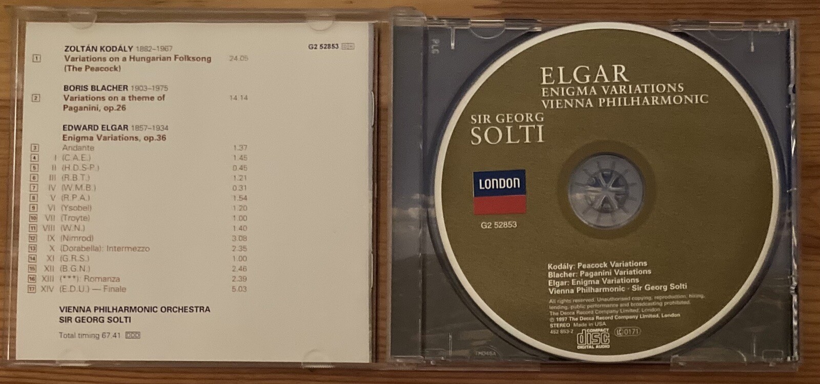 Enigma Variations Elgar Sir George Solti Vienna Philharmonic CD 1997 ...