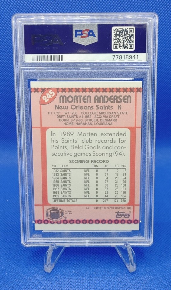 1990 Topps Tiffany #245 Morten Anderson New Orleans Saints PSA 9 | eBay