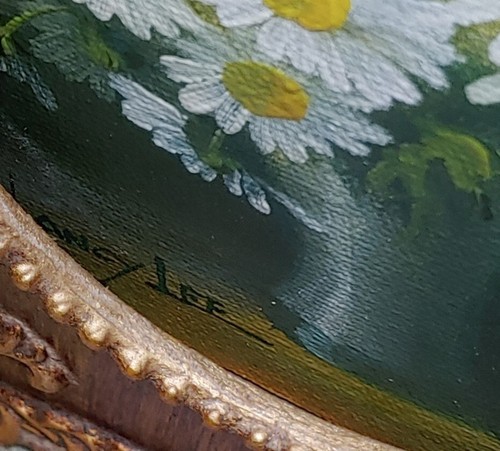 Vintage Oil Painting Art Signed Robert Lox & Nancy Lee Still Life Daisy ...