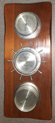 Vintage Springfield Wood Barometer Thermometer Humidity Weather Station ...