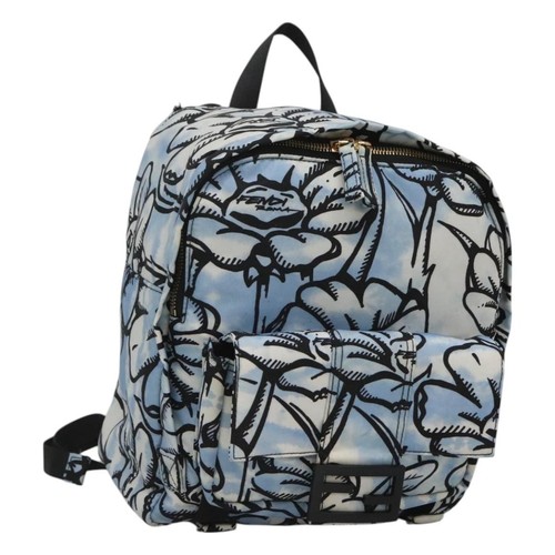 Fendi Baguette Backpack Printed Nylon Blue Nylon Backpack Bag Authentic ...