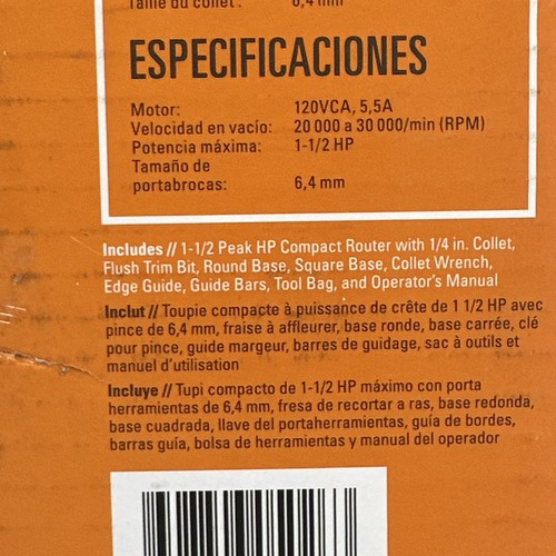 Ridgid 1 1/2 PEAK HP Compact Router Fixed Base With Bag And Attachments ...