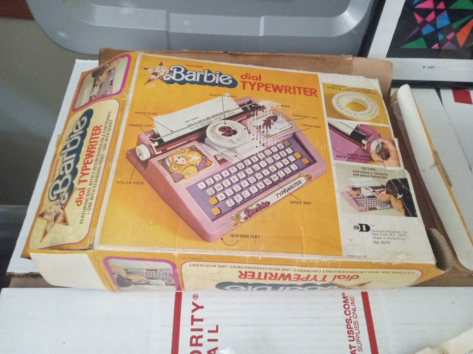 Mattel Barbie Dial Super Star Typewriter Pink RARE 1977 Original Box No ...