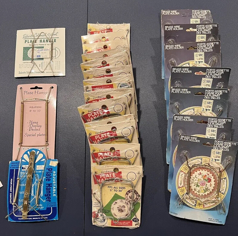 24 50’s 60’s 70’s Vtg Plate Hangers Spring Hook Wire Holders NIP Lot | eBay