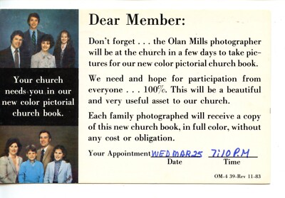 Olan Mills Church Photography-West Sunbury-PA-1987 Vintage Advertising ...