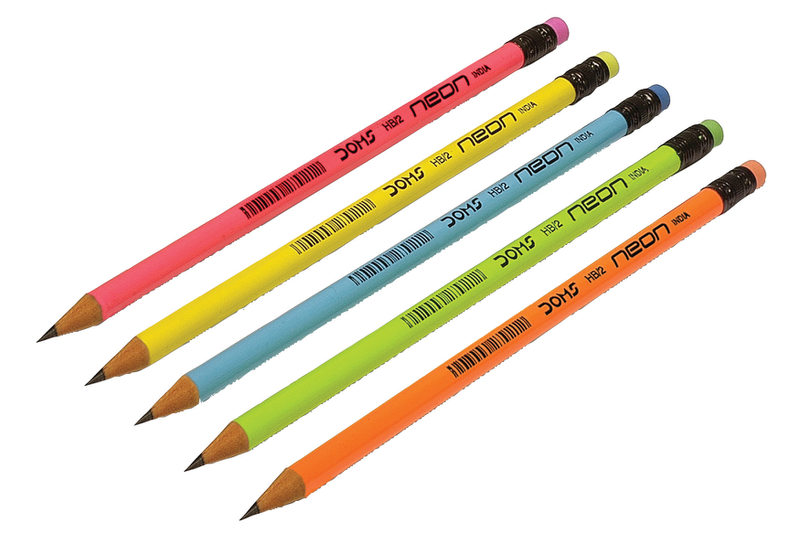 Pack of 12 NEON HB Pencil Eraser Rubber Tipped HB Pencils with 1 FREE ...