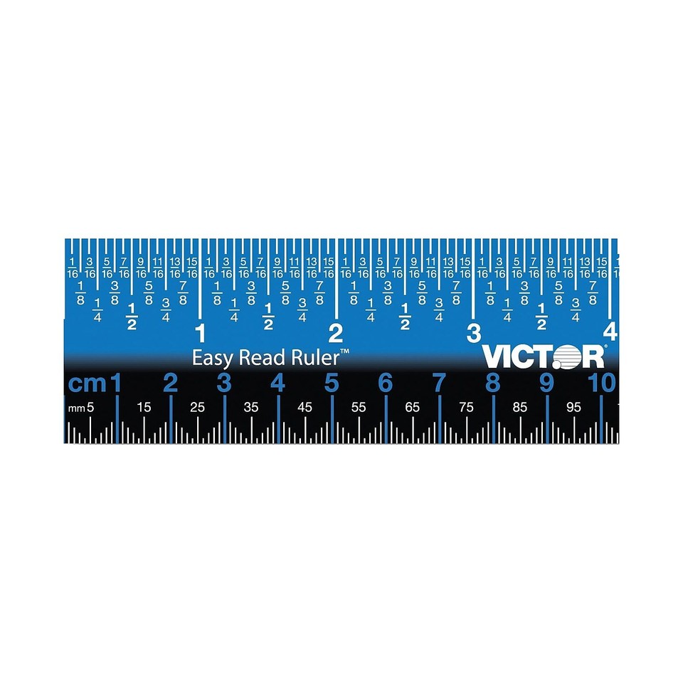 Victor Easy Read Stainless Steel Ruler Standard/Metric 12" Blue EZ12SBL ...