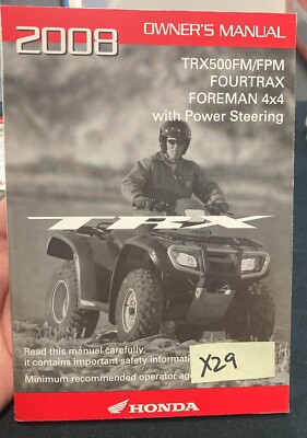 OEM HONDA 2008 TRX500FM TRX500FPM FOURTRAX FOREMAN 4X4 OWNERS MANUAL | eBay