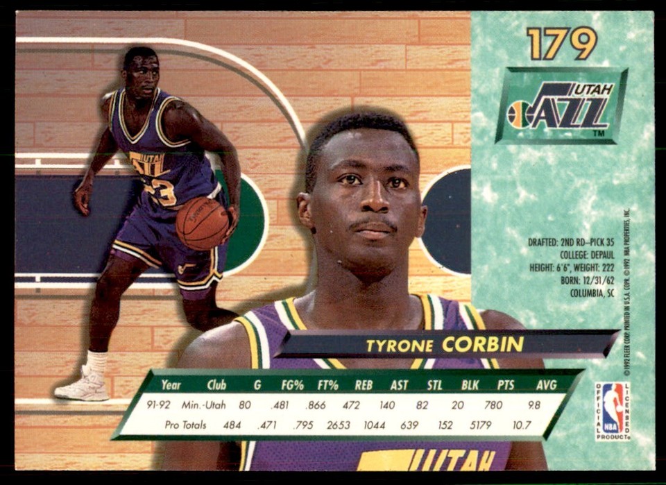 1992-93 Ultra Fleer Tyrone Corbin Basketball Cards #179 | eBay