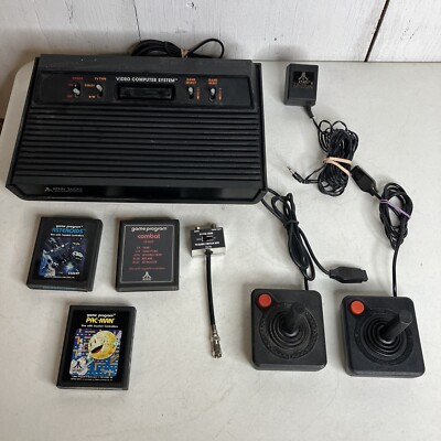 Atari 2600 4 switch Console Switch Box, Power Cable, 3 Games PAC-man ...