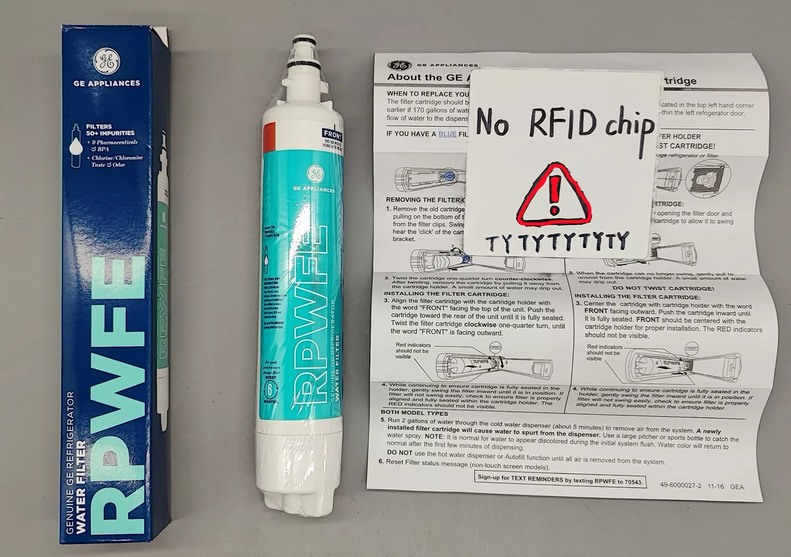 1 Pack GE RPWFE Refrigerator Replacement Water Filter（No RFID chip ...