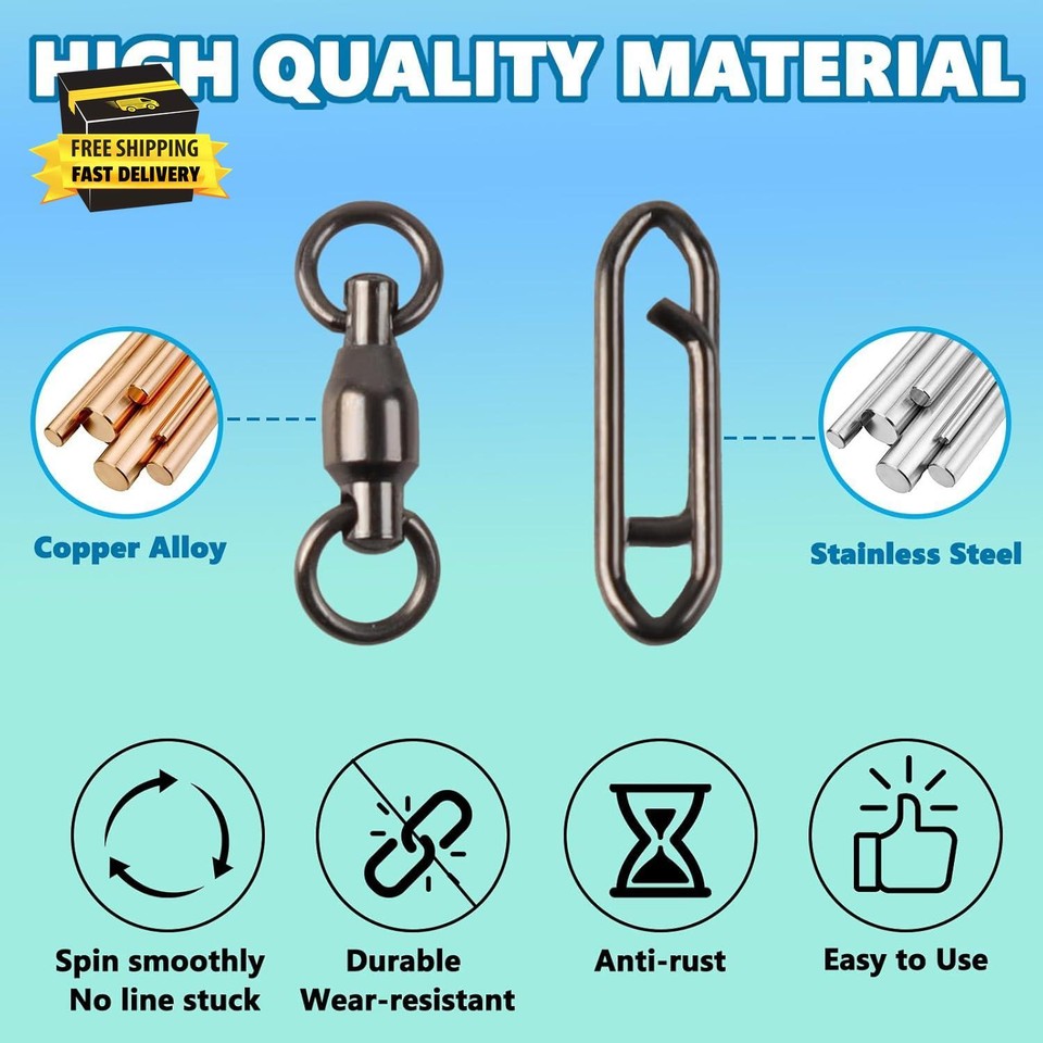 25pcs Fishing Speed Clips Quick Change Fishing Snap Swivels Fishing ...