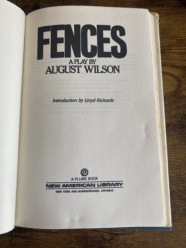Vintage 1986 Fences A Play By August Wilson Hardcover Old Book | eBay