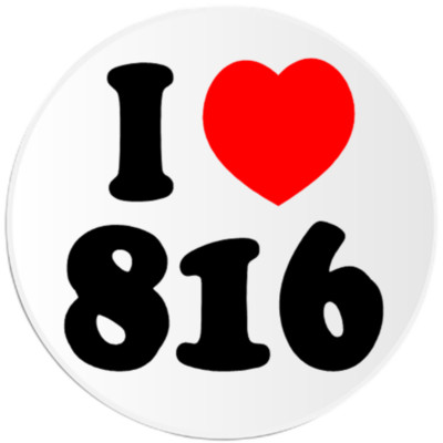 I Love 816 - Circle Sticker Decal 3 Inch - Area Code Kansas City ...
