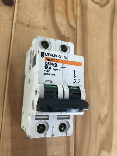 MERLIN GERIN 25715 16A TYPE 4 M9 DOUBLE POLE MCB 415V BS3871 C60HD | eBay