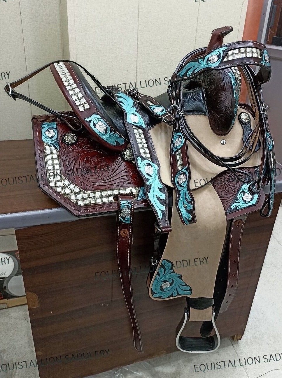 Premium Leather Barrel Horse Saddle Tack Set 10-18" - Western Riding ...