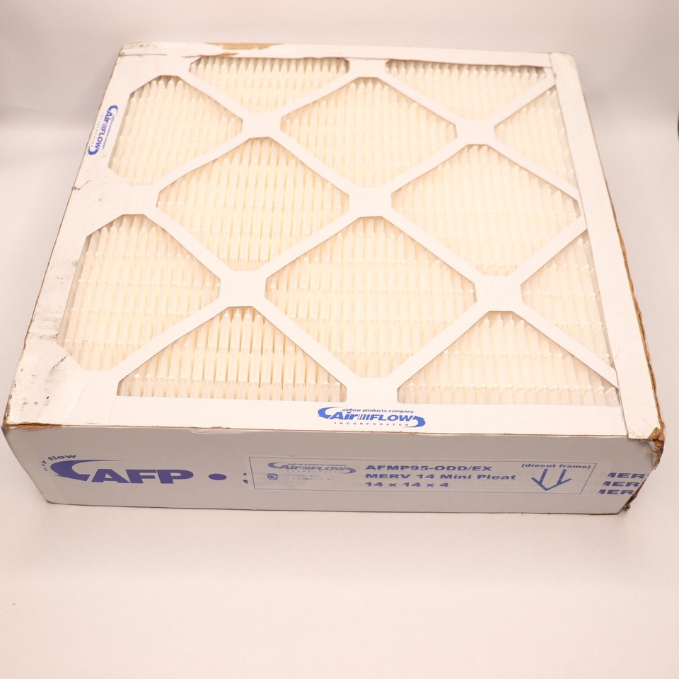 Air Flow Incorporated Pleated Air Filter Mini Pleat MERV 14" x 14" x 4 ...