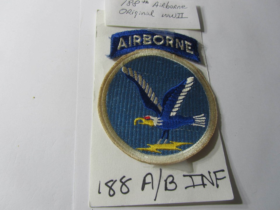 WW2 US Army Military Airborne Paratrooper 188th Infantry Regiment Patch ...