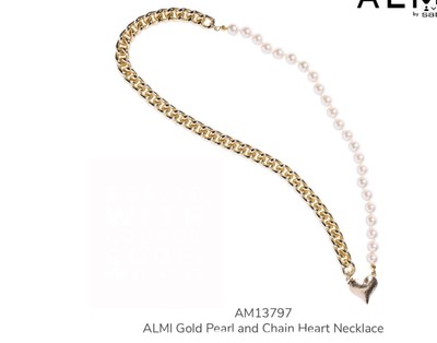 Sabika ALMI Gold Pearl and Chain Heart Necklace | eBay