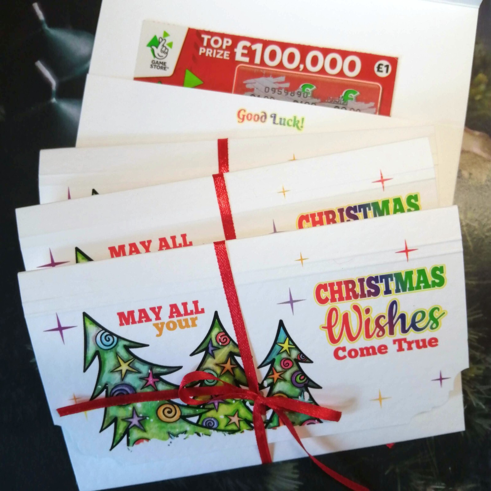 CHRISTMAS LOTTERY TICKET WALLETS Scratch Card Gift Lotto Holder Favours ...