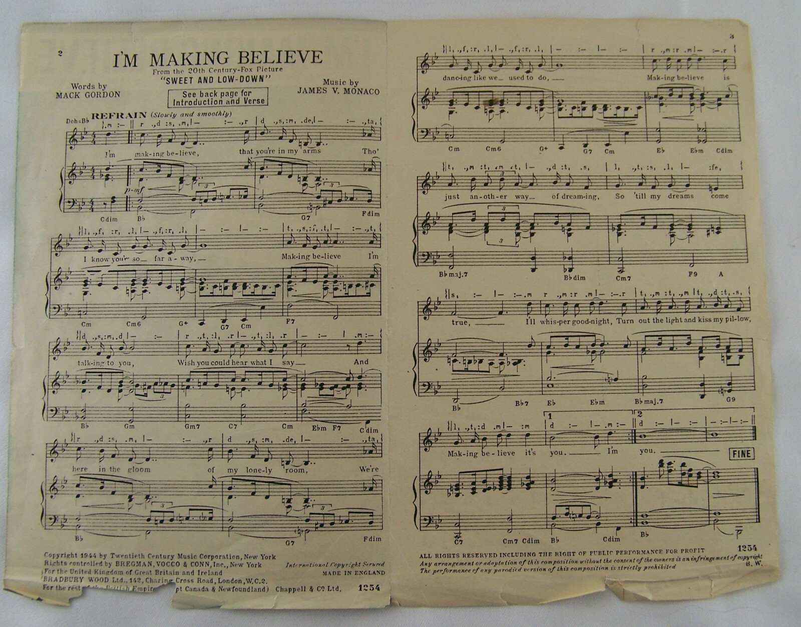 British Sheet Music: I'm Making Believe ~ Benny Goodman 1944 | eBay