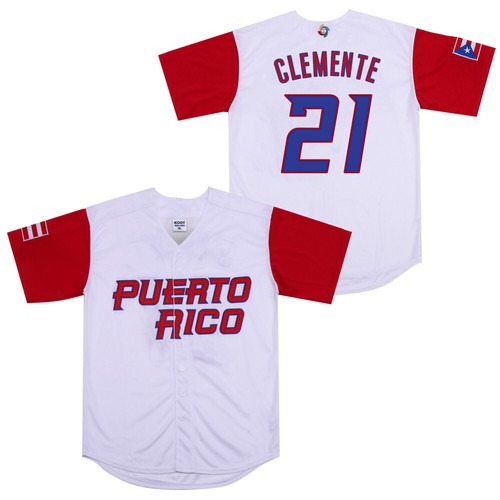 Medium Roberto Clemente #21 Puerto Rico World Classic Baseball Jersey ...