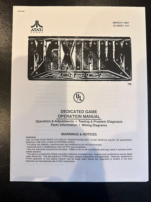 Atari Maximum Force Video Arcade Game Instruction Manual | eBay